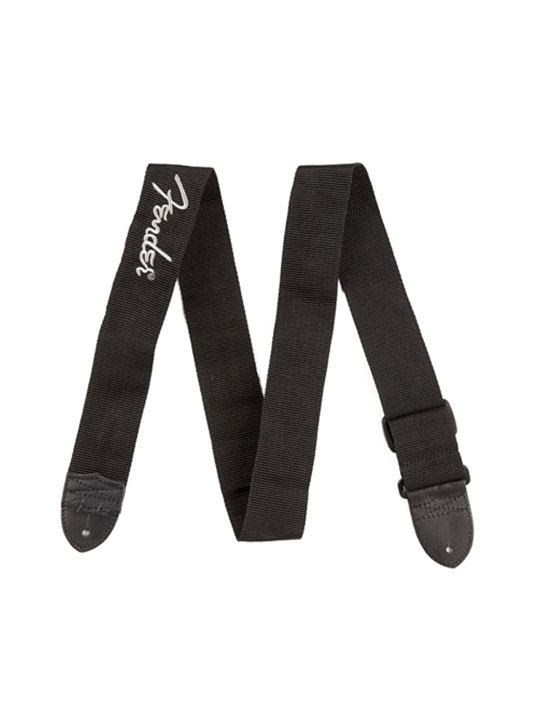 Fender Black Polyester Logo Straps | Music Concept