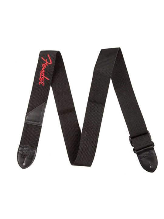 Fender Black Polyester Logo Straps | Music Concept