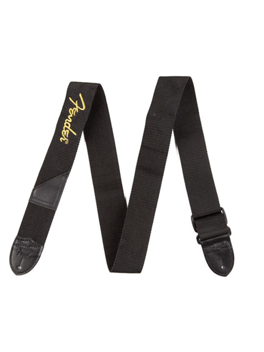 Fender Black Polyester Logo Straps | Music Concept