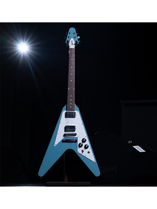 Gibson Custom Shop 70s Flying V Dot Inlays VOS Maui Blue w/Matching ...