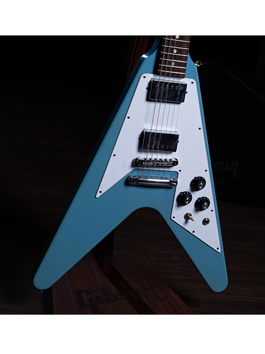 Gibson Custom Shop 70s Flying V Dot Inlays VOS Maui Blue w/Matching ...
