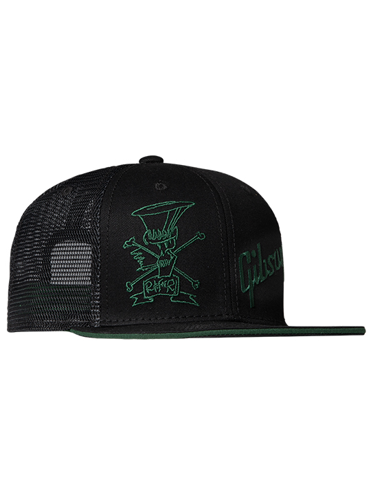 Gibson Slash 'Skully' Trucker Hat, Black & Green | Music Concept